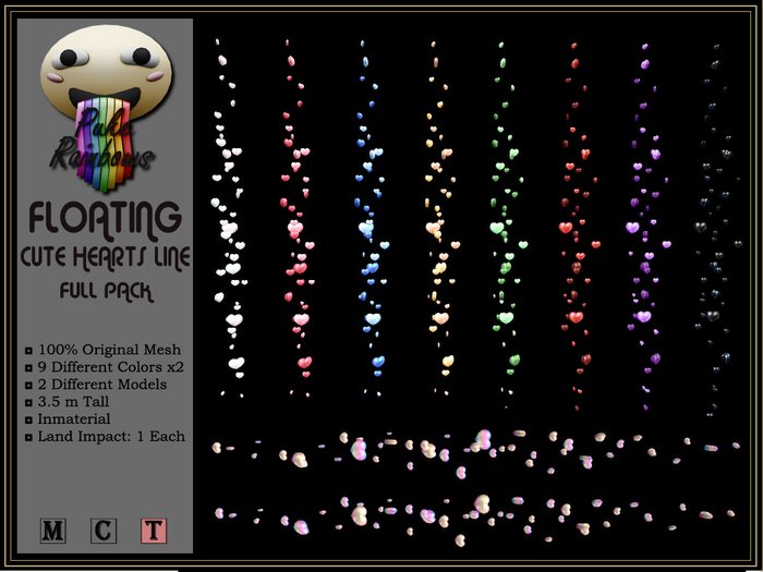 Second Life Marketplace - [PR] Floating Cute Hearts Line - FULL PACK ...